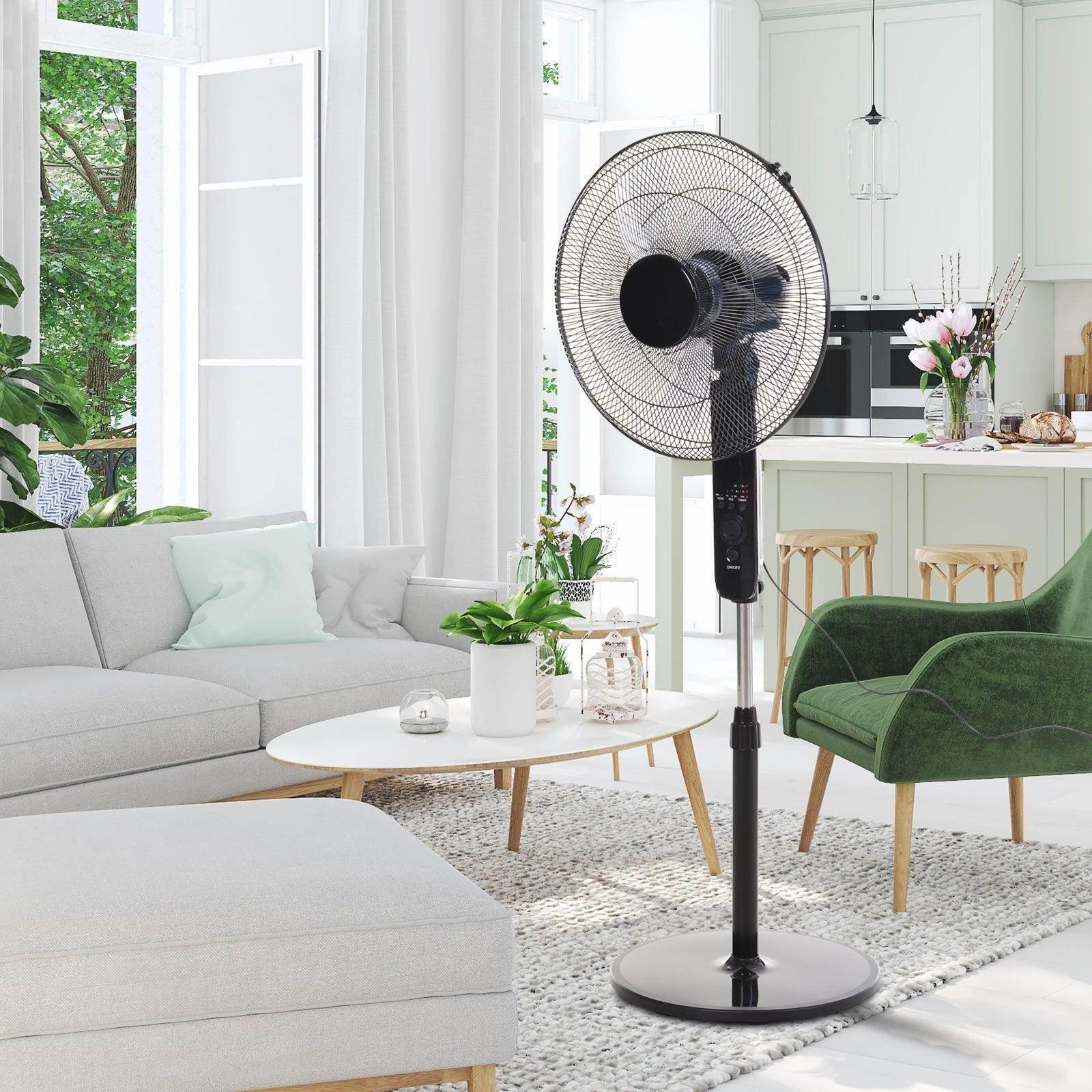 Black Oscillating Floor Fan with Remote Control and Timer – ALL4U ...