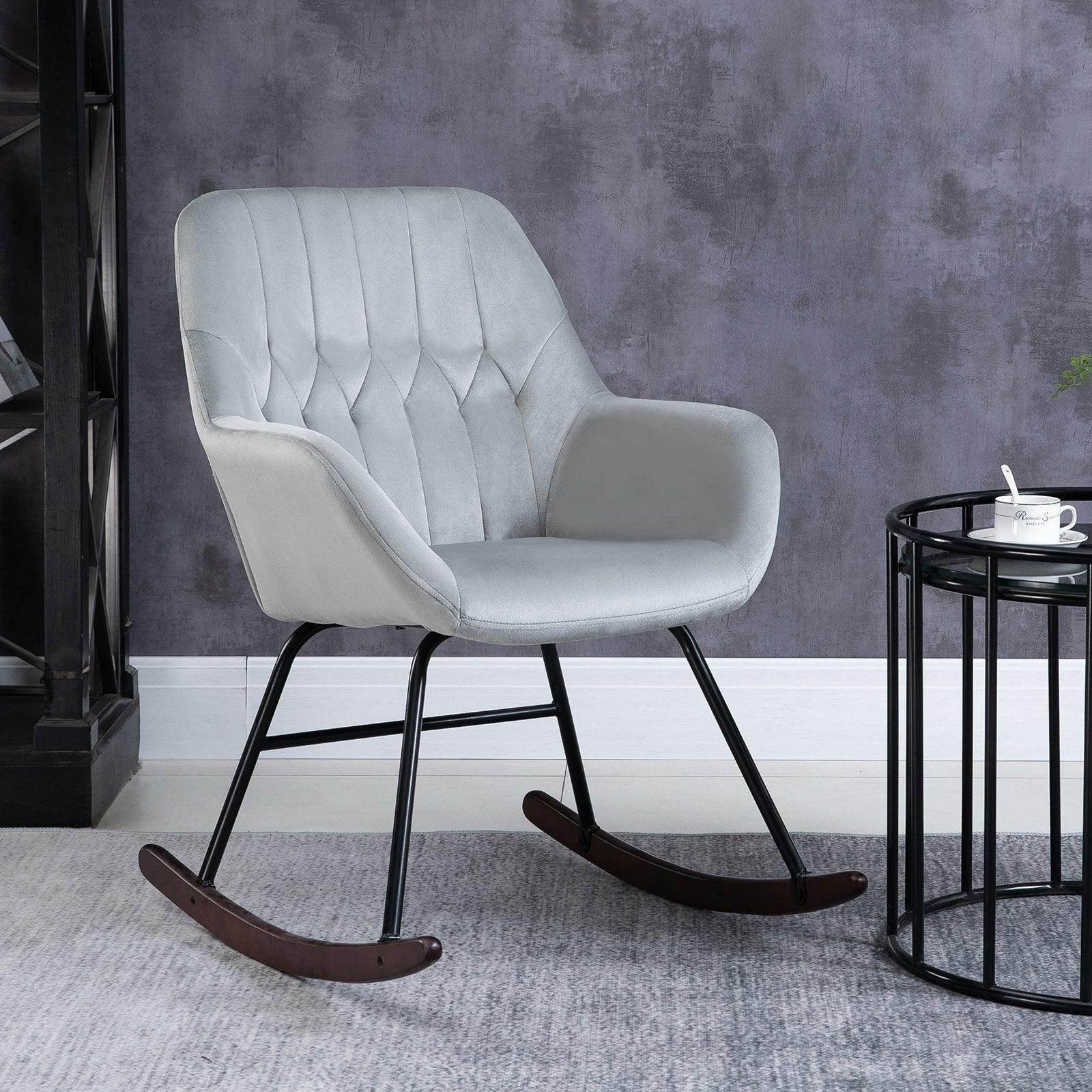 HOMCOM Steel Frame Rocking Chair - Grey/Black – ALL4U RETAILER LTD